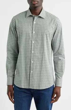 Scott Barber Regular Fit Gingham Cotton Button-up Shirt