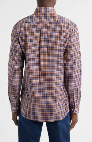 Scott Barber Check Prep Cotton Twill Button-down Shirt - Navy