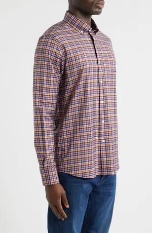 Scott Barber Check Prep Cotton Twill Button-down Shirt - Navy