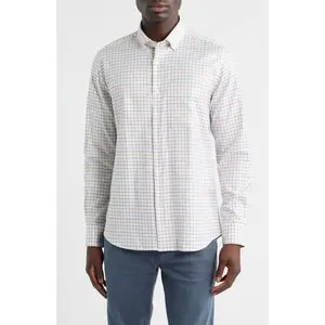 Scott Barber Windowpane Prep Cotton Twill Button-down Shirt - Auburn