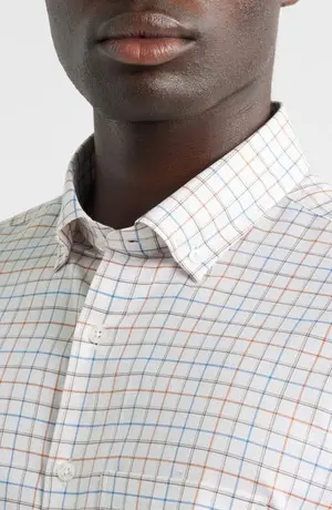 Scott Barber Windowpane Prep Cotton Twill Button-down Shirt - Auburn