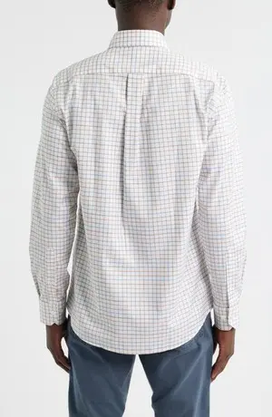 Scott Barber Windowpane Prep Cotton Twill Button-down Shirt - Auburn