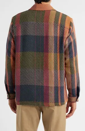 WAX LONDON Whiting Tempo Exploded Plaid Cotton Blend Button-up Overshirt