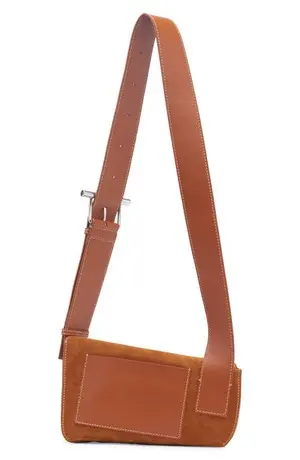 Alexander McQueen T-bar Sling Asymmetric Suede Crossbody Bag