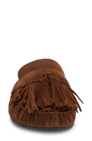 Jeffrey Campbell Toggle Fringe Mule - Brown Suede