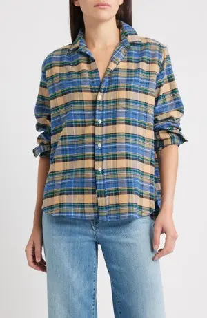 women's relaxed fit plaid shirts