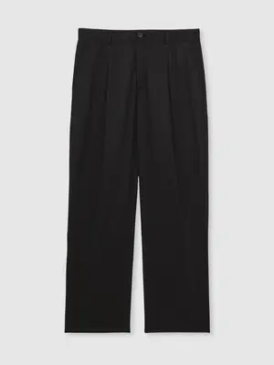 LES DEUX Pleated Relaxed Fit Twill Trousers - Black