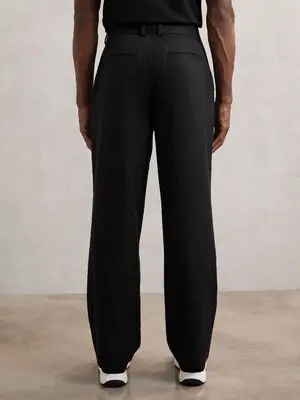 LES DEUX Pleated Relaxed Fit Twill Trousers - Black