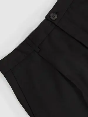 LES DEUX Pleated Relaxed Fit Twill Trousers - Black