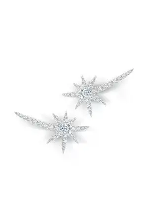 GRAZIELA 18k White Gold Diamond Stud Earrings - Silver