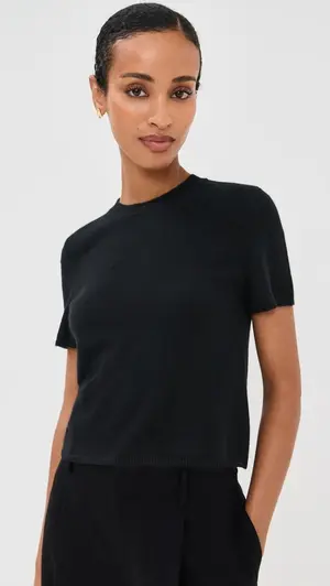 Sablyn Relaxed Cashmere Crewneck Tee - Black