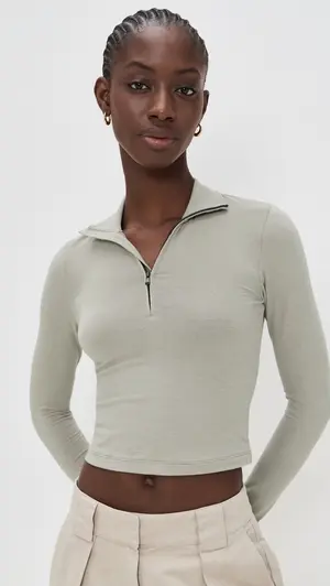 JAMES PERSE Cropped Long Sleeve Half Zip