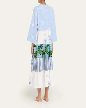 Rianna + Nina Ooak Kendima Volant Tiered Patchwork Midi Dress