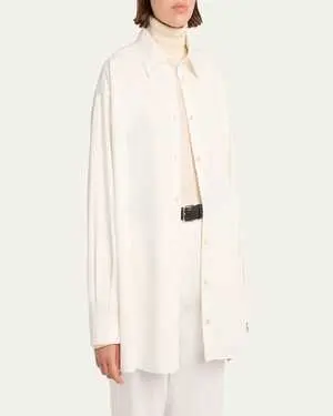 THE ROW Luka Cotton-cashmere Button-down Shirt