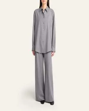 THE ROW Pino Wool Button-down Shirt - Gray