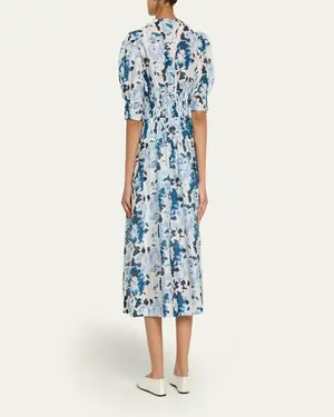 Hannah Artwear Sophia Floral Cotton Silk Midi Dress