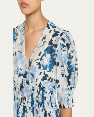 Hannah Artwear Sophia Floral Cotton Silk Midi Dress