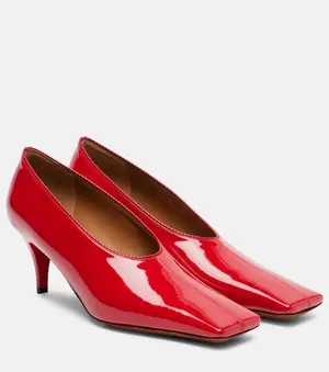 Red Square Toe Heels