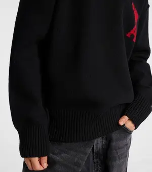 AMI Paris De Cœur Virgin Wool Turtleneck Sweater - Black