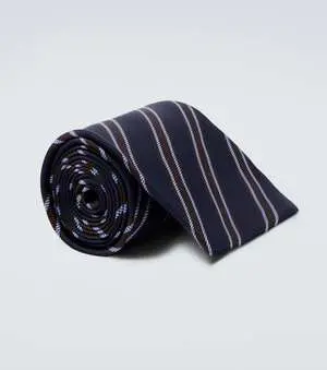 Junya Watanabe Striped Silk Necktie - Blue