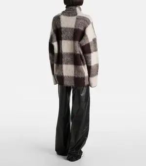 Proenza Schouler Kai Checked Alpaca-blend Turtleneck Sweater - Brown