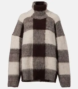 Proenza Schouler Kai Checked Alpaca-blend Turtleneck Sweater - Brown