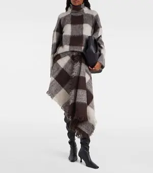 Proenza Schouler Kai Checked Alpaca-blend Turtleneck Sweater - Brown