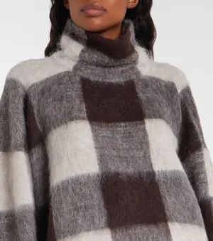 Proenza Schouler Kai Checked Alpaca-blend Turtleneck Sweater - Brown