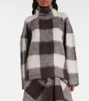 Proenza Schouler Kai Checked Alpaca-blend Turtleneck Sweater - Brown
