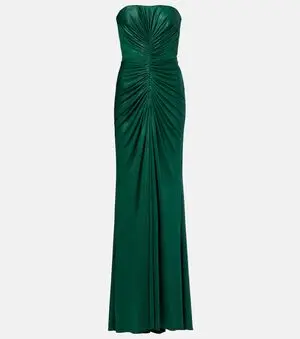 Elie Saab Ruched Jersey Gown - Green