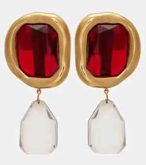 Givenchy Embellished Drop Earrings - Red