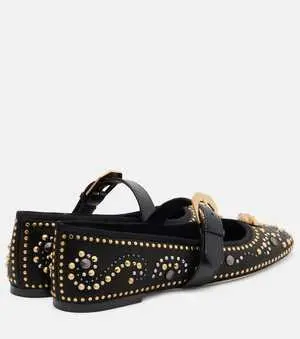Versace La Medusa Leather Mary Jane Flats