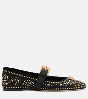 Versace La Medusa Leather Mary Jane Flats