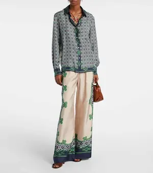 La DoubleJ Printed Silk Twill Palazzo Pants - Multicoloured