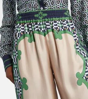 La DoubleJ Printed Silk Twill Palazzo Pants - Multicoloured