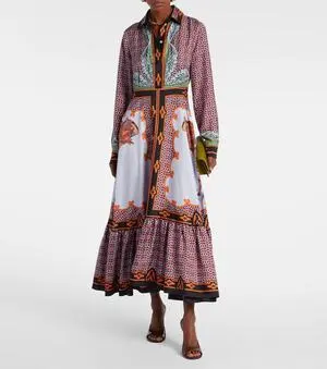 La DoubleJ San Pietro Printed Silk Maxi Dress - Multicoloured