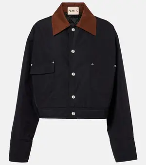 Plan C Cropped Twill Jacket - Black