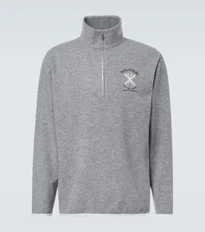 Brunello Cucinelli Cashmere And Cotton-blend Half-zip Sweatshirt - Grey