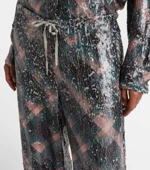 Dries Van Noten Checked Sequined Palazzo Pants