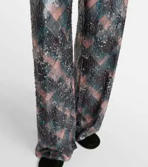 Dries Van Noten Checked Sequined Palazzo Pants