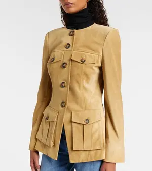 Veronica Beard Orrin Suede Jacket - Beige