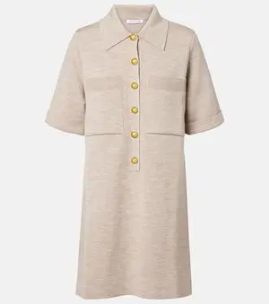 Veronica Beard Madden Knitted Wool Polo Dress - Beige