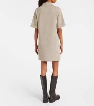 Veronica Beard Madden Knitted Wool Polo Dress - Beige