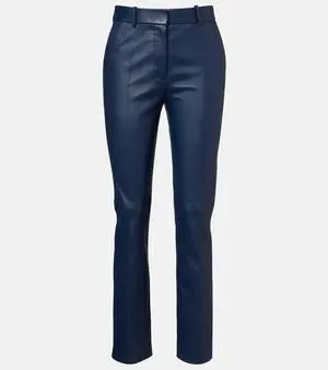 JOSEPH Coleman Slim Leather Pants Blue