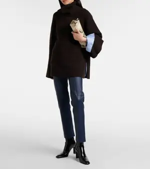 JOSEPH Coleman Slim Leather Pants - Blue