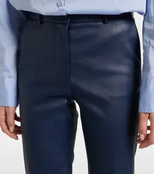 JOSEPH Coleman Slim Leather Pants - Blue