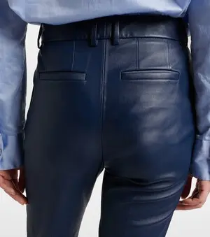 JOSEPH Coleman Slim Leather Pants - Blue