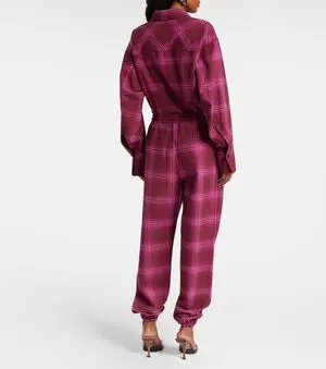 Attico Checked Cotton Flannel Sweatpants - Purple
