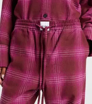 Attico Checked Cotton Flannel Sweatpants - Purple