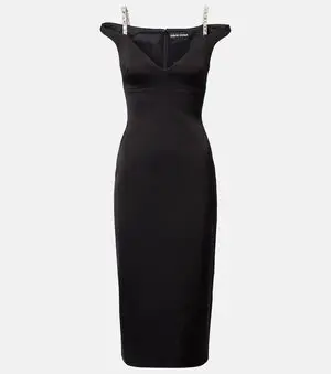 David Koma Crystal-embellished Satin Midi Dress - Black